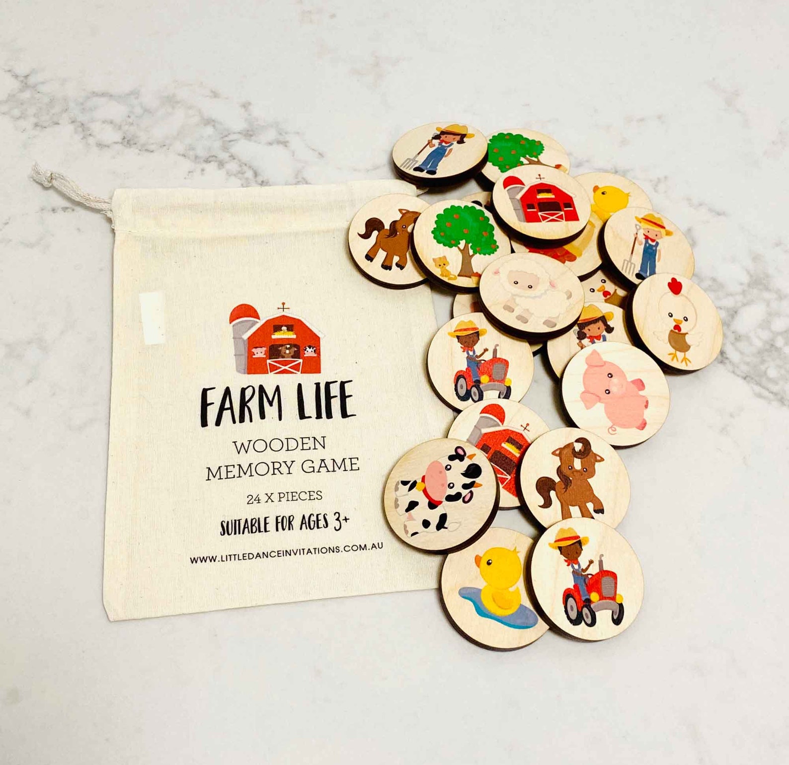 Farm Themed Wooden Memory Game Make a Match Wood Matching | Etsy