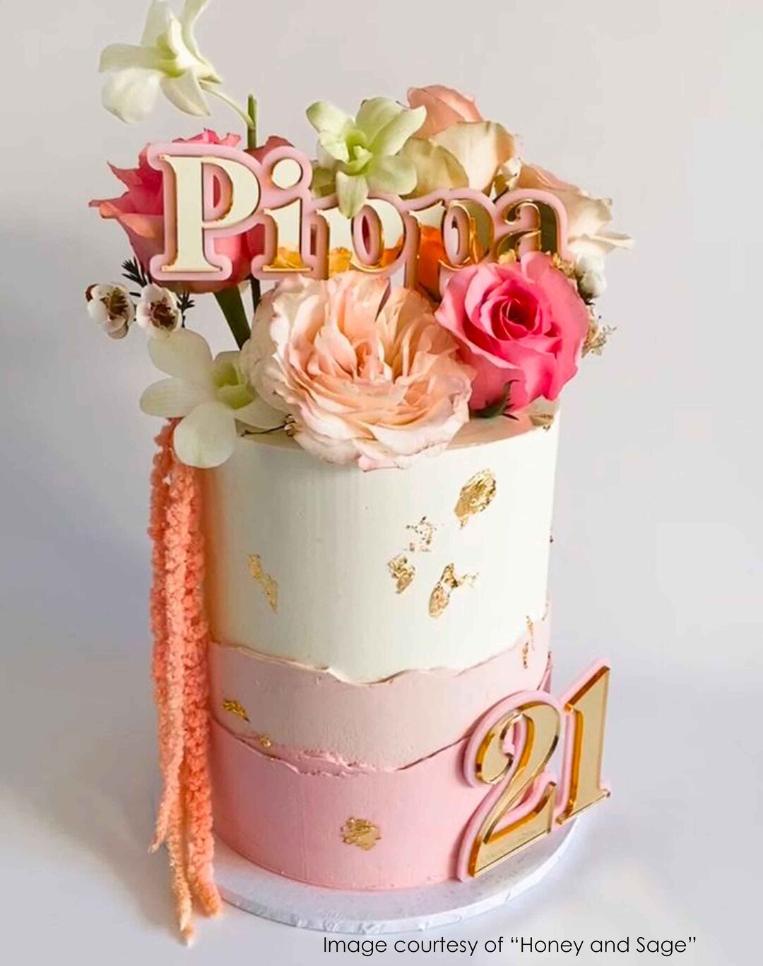 Custom Double Layered Name Cake Topper With Age Plaque - Personalized ...