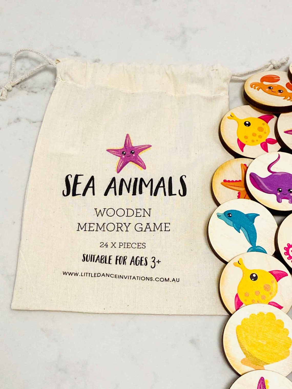 Sea Animals Themed Wooden Memory Game Make a Match Wood - Etsy