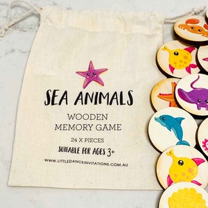 Sea Animals Themed Wooden Memory Game - Make a Match Wood Matching ...