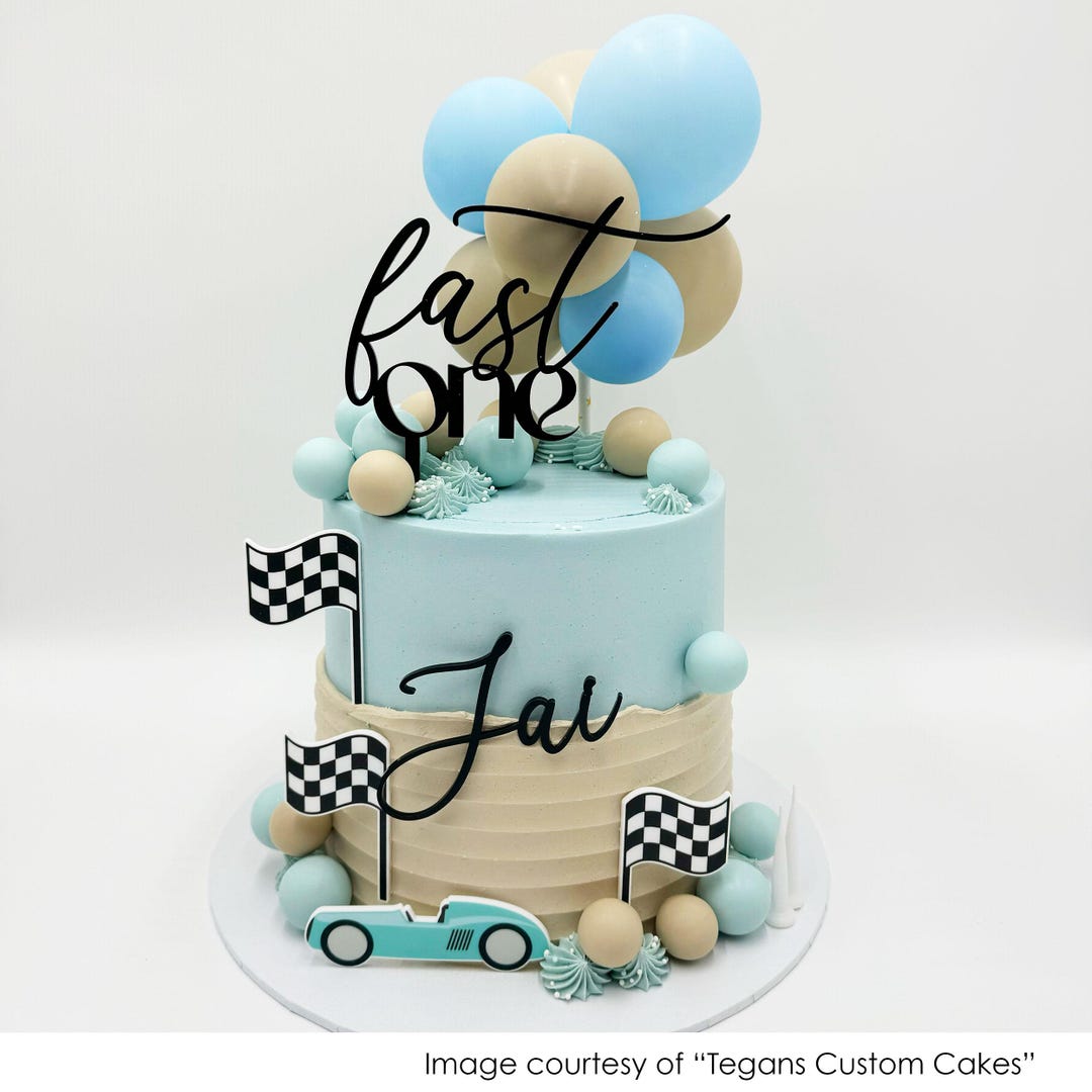 Fast One Racing Car Cake Topper Kit | First Birthday Racing Theme Cake ...