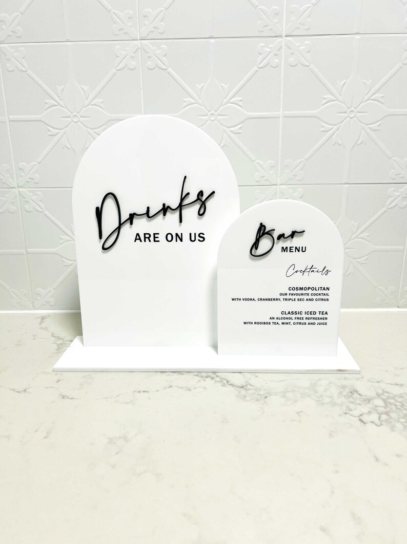 Double Arch Sign Cocktail Drinks Menu - Printed Drinks Menu, Modern ...