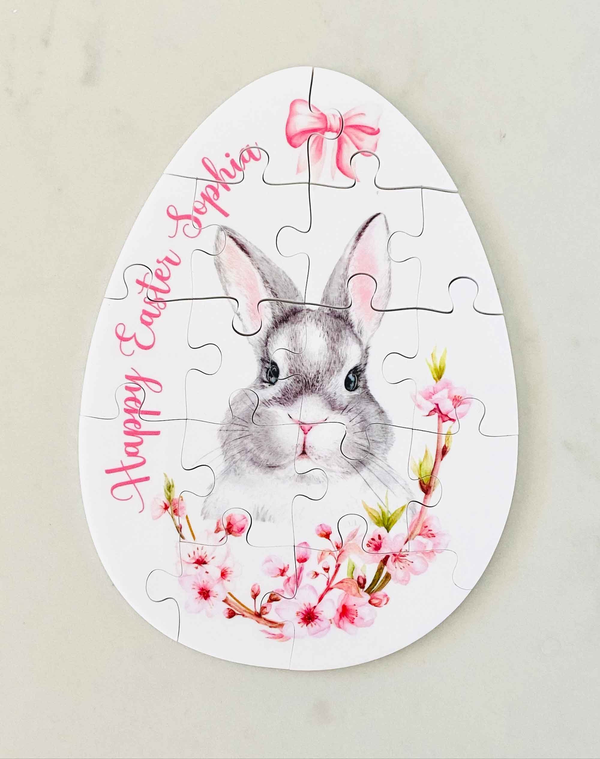 Beautiful Personalised Easter Bunny Jigsaw Puzzle With Matching Calico ...