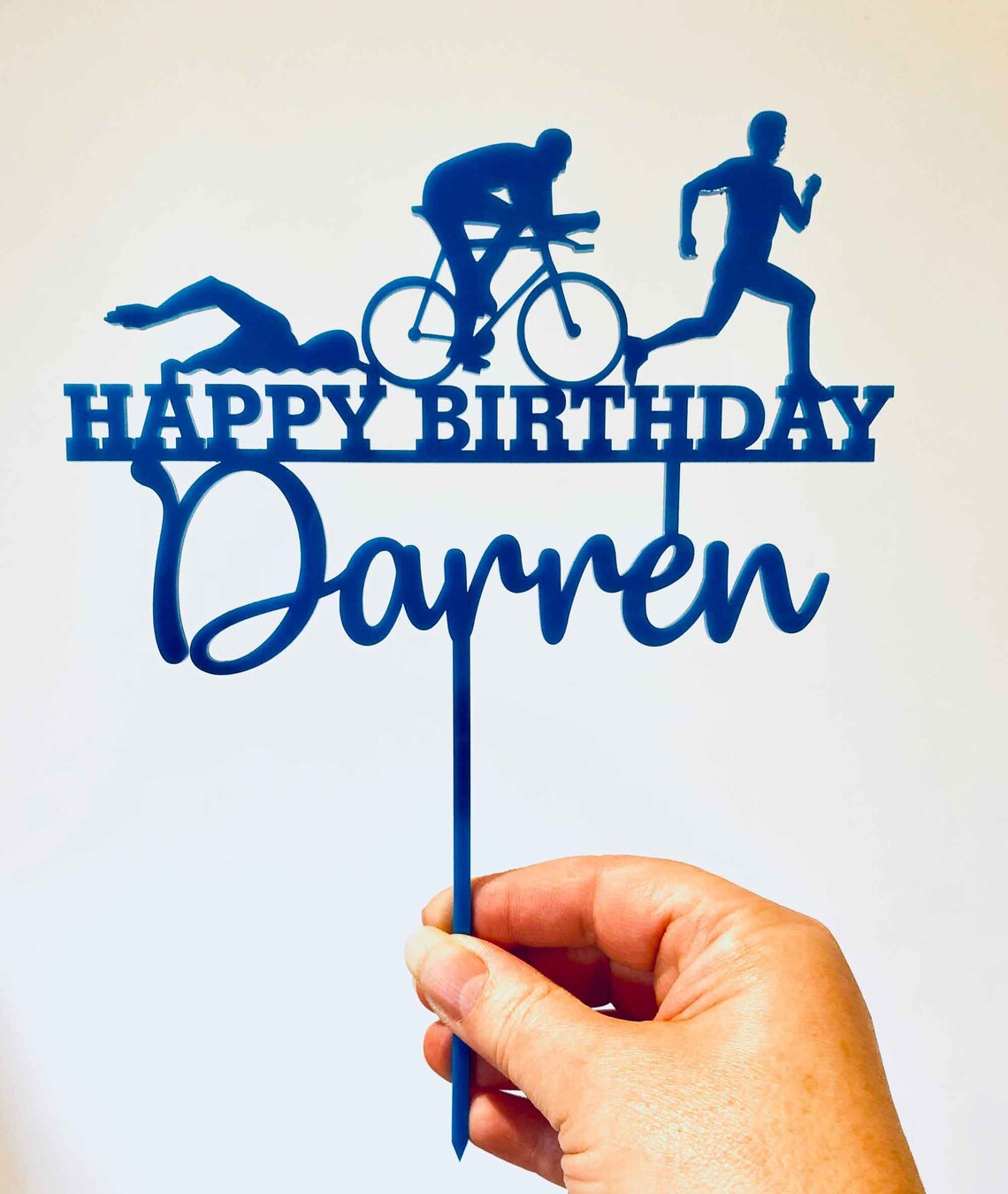 Triathlon Birthday Cake Topper With Name Sports Cake Topper - Etsy