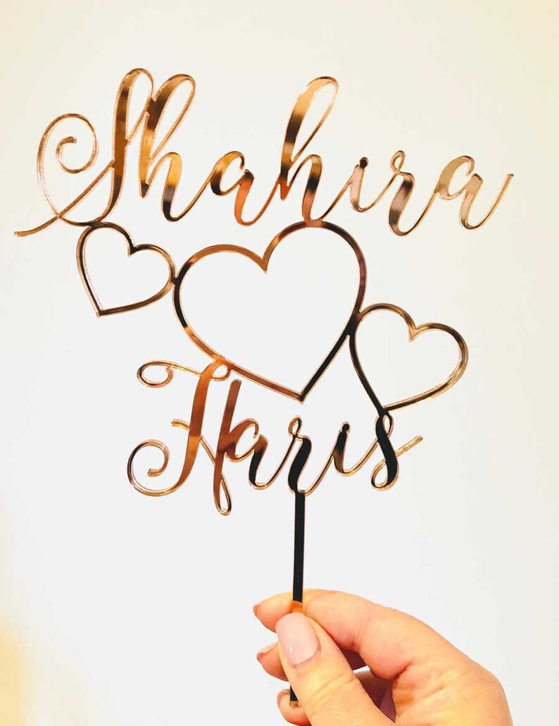 Love Heart Wedding Cake Topper - Personalised Two Names With Love ...