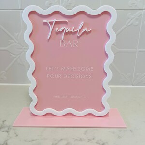 Wavy Border Drinks Menu Signage - Personalized Acrylic Wedding Bar Sign ...