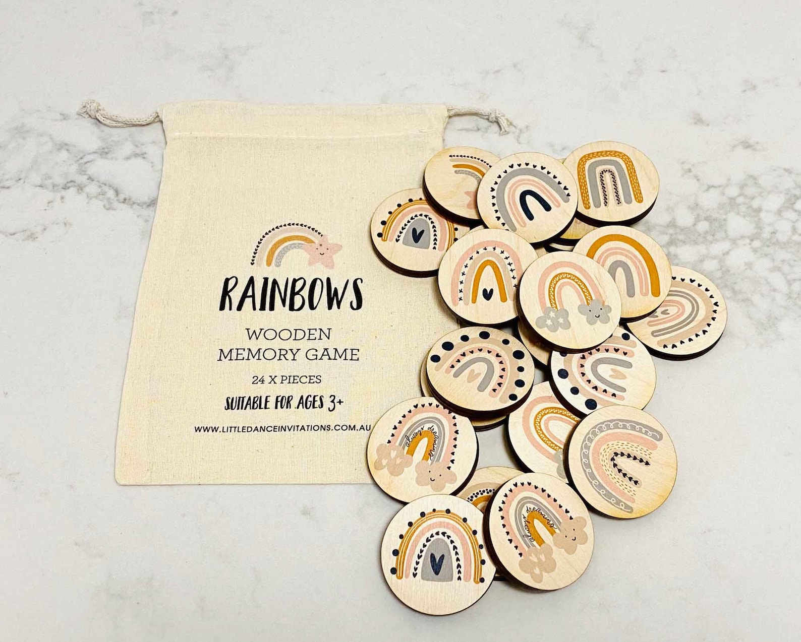 Rainbow Themed Wooden Memory Game Make a Match Wood Matching - Etsy