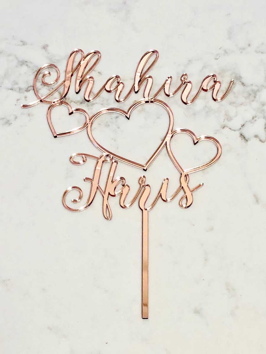 Love Heart Wedding Cake Topper Personalised Two Names With - Etsy