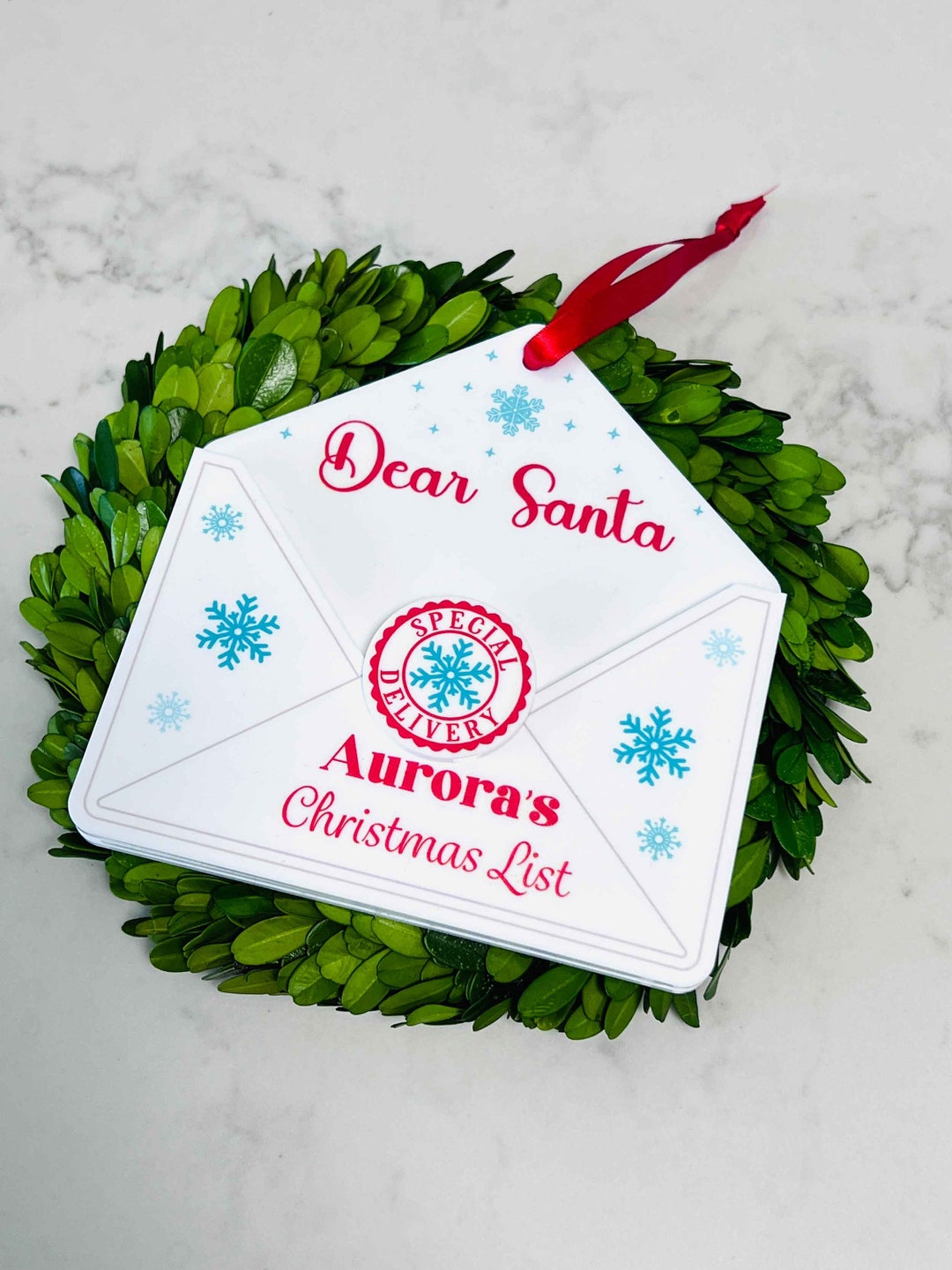 Personalised Letter to Santa Envelope Ornament, Christmas List Letter ...