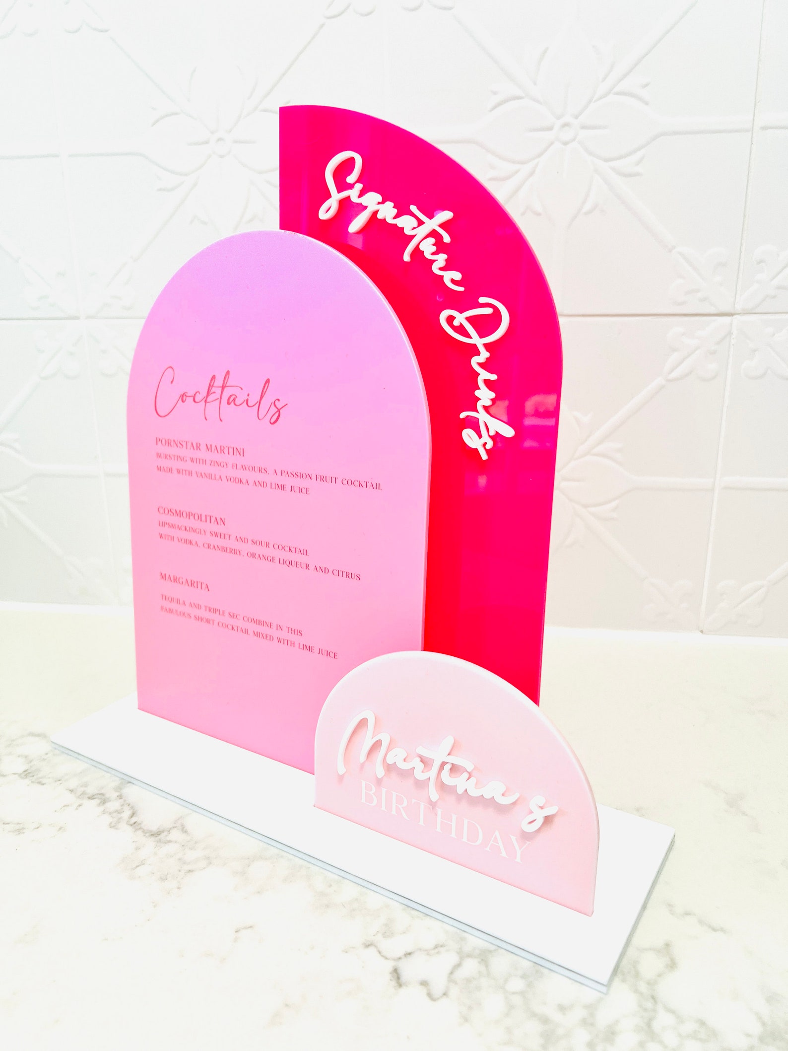 Triple Sign Cocktail Drinks Menu - Printed Drinks Menu, Modern Arch ...