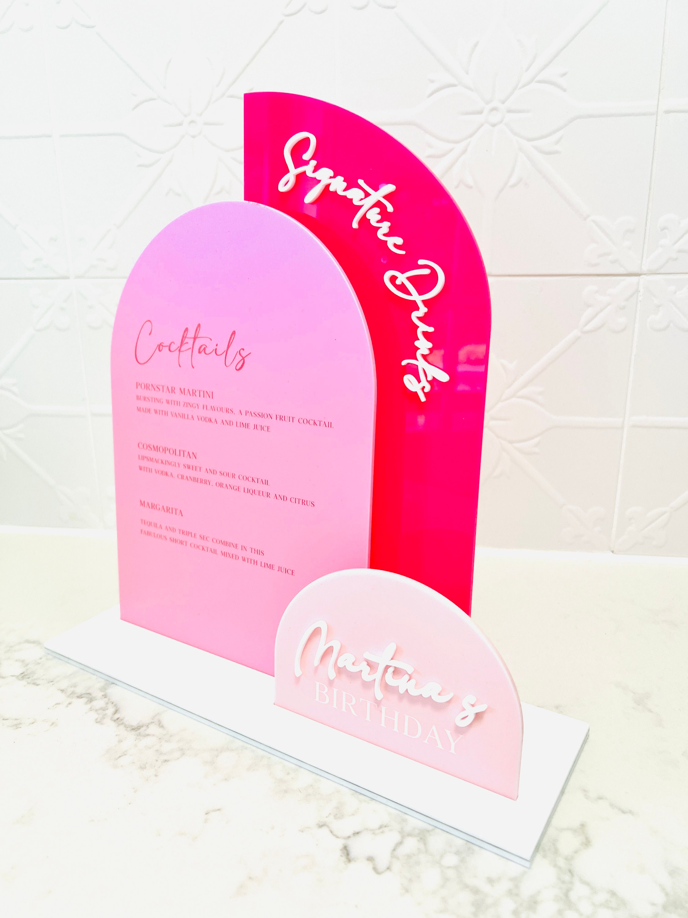 Triple Sign Cocktail Drinks Menu - Printed Drinks Menu, Modern Arch ...