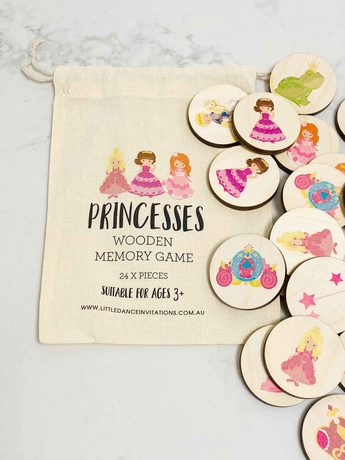 Princess Themed Wooden Memory Game - Make a Match Wood Matching Memory ...
