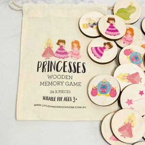 Princess Themed Wooden Memory Game - Make a Match Wood Matching Memory ...