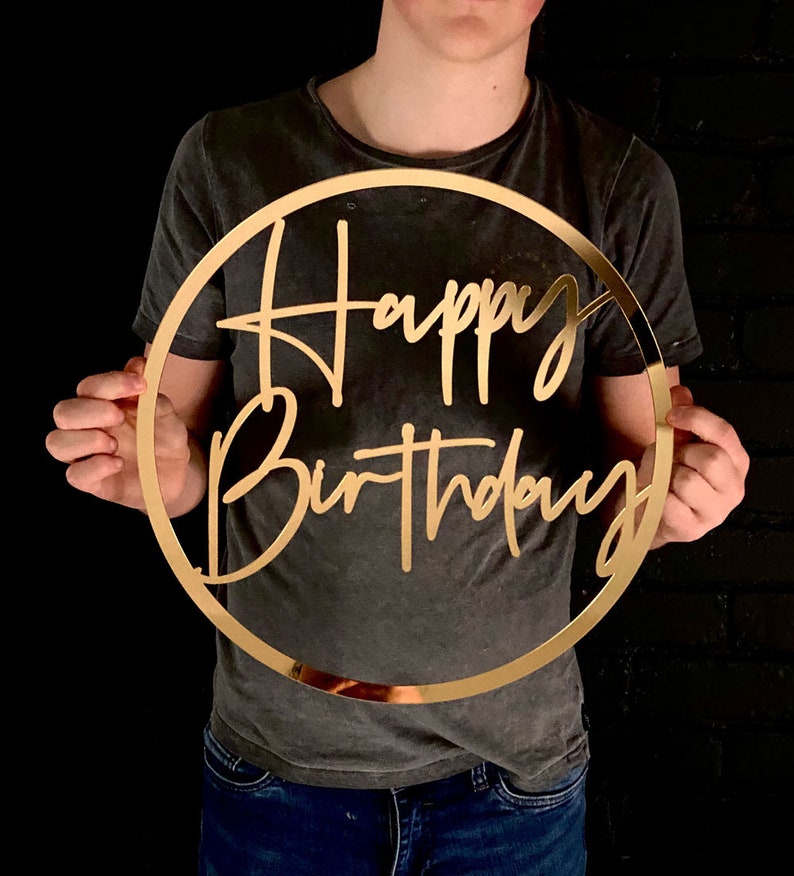 Happy Birthday Sign | Happy Birthday Decor | Round Birthday Sign ...