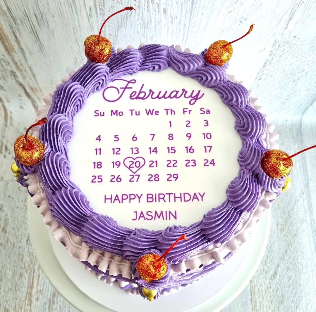 Personalised Calendar Cake Topper - Custom Name & Date Birthday ...