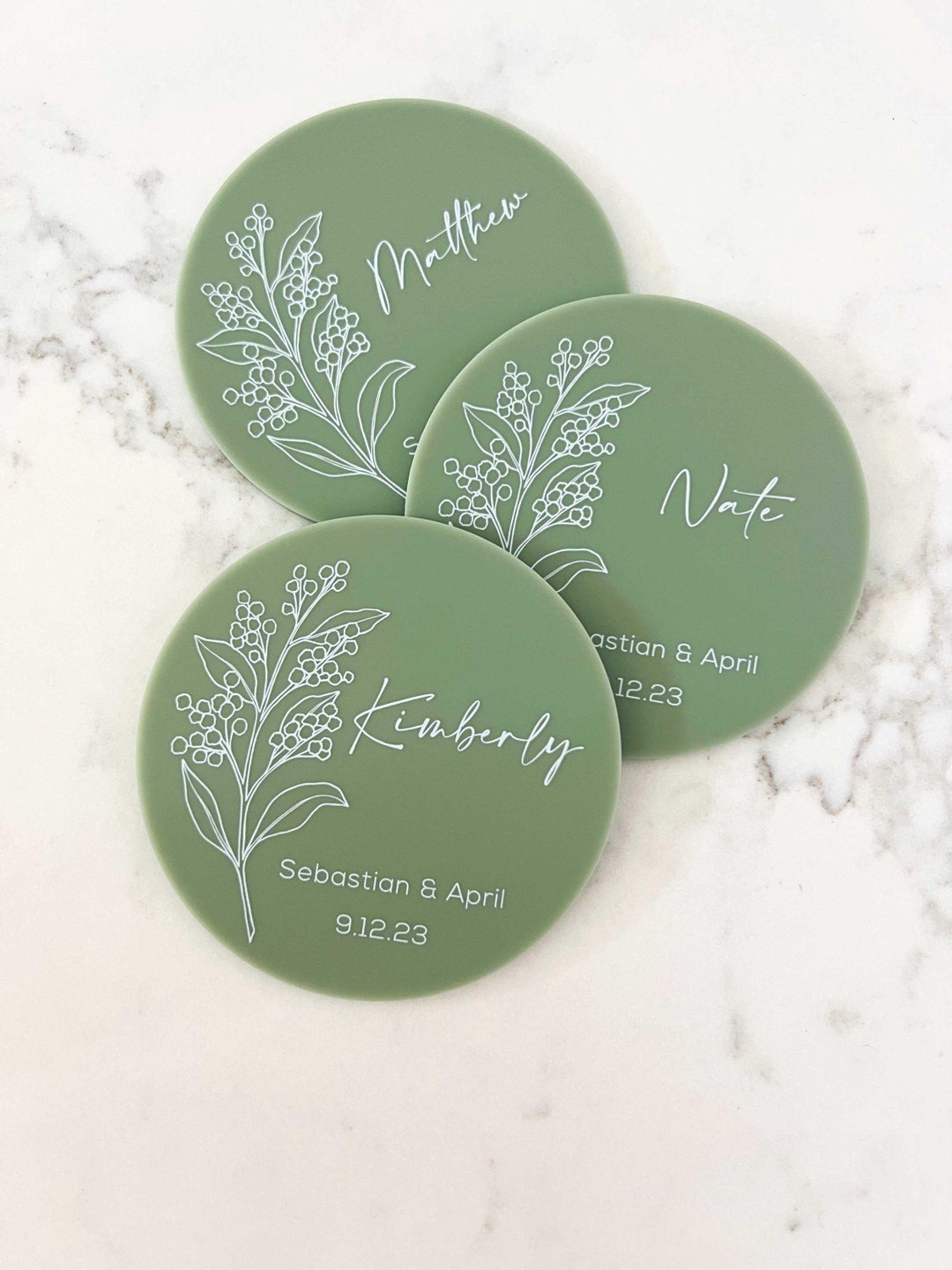 Wattle Design #1 Wedding Coaster – Personalised Botanical Wedding ...