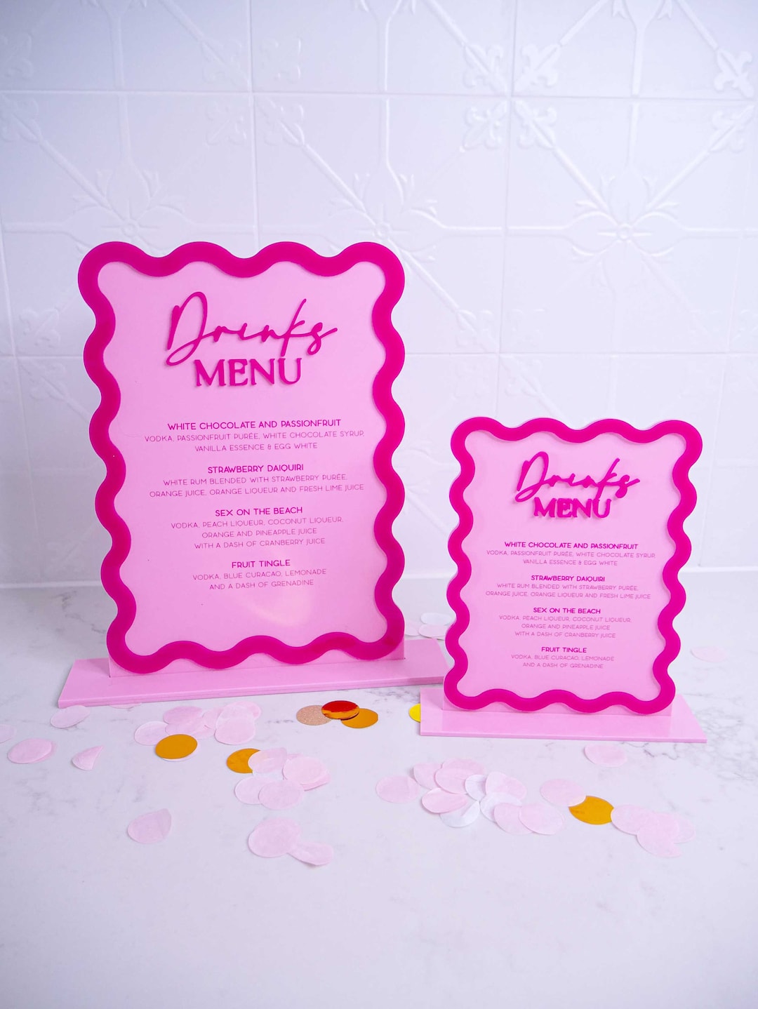 Wavy Border Drinks Menu Signage - Personalized Acrylic Wedding Bar Sign ...