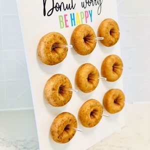 Donut Worry Be Happy Donut Stand | Donuts Wall | Wedding Donut Stand ...