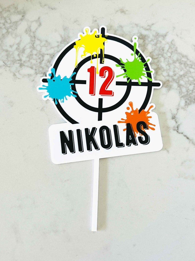 Personalised Paint Ball Cake Topper - UV Printed Acrylic Birthday ...