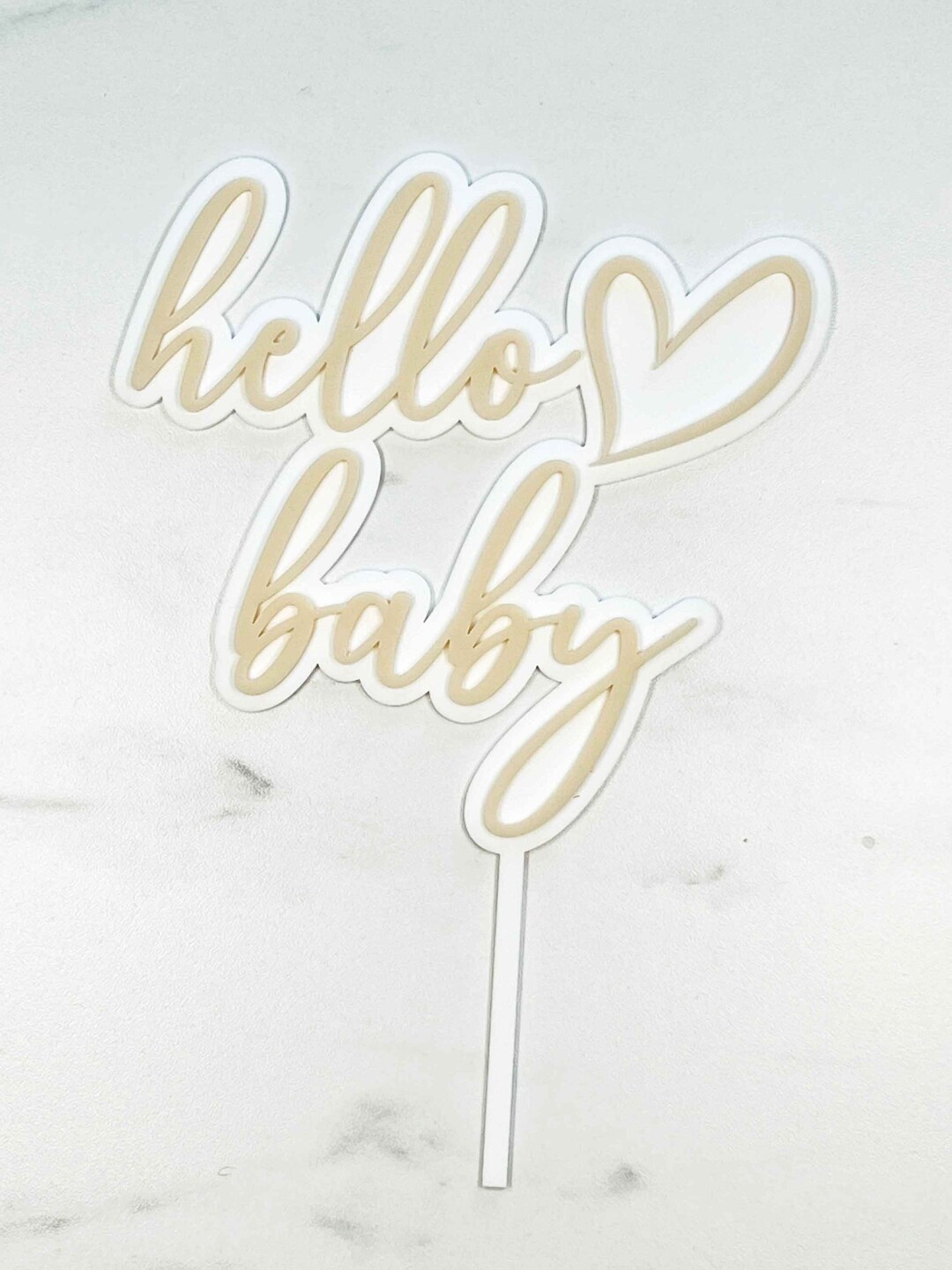 Double Layered Hello Baby Cake Topper | Personalised Charm for Baby ...