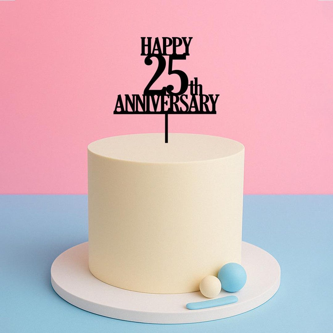 25th Anniversary Cake Topper – Elegant Silver Wedding Celebration ...