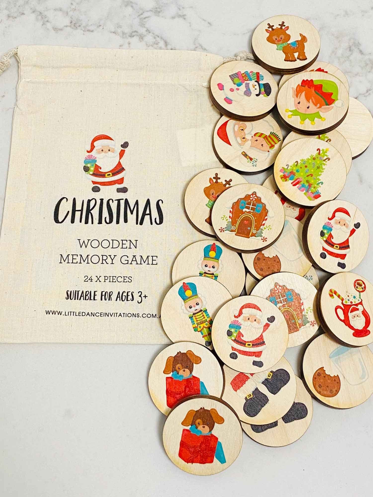 Christmas Themed Wooden Memory Game Make a Match Wood - Etsy