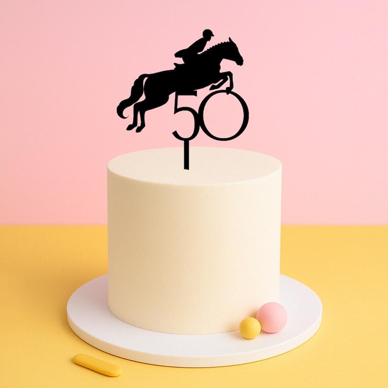 Show Horse Jumping Cake Topper – Equestrian Birthday Topper With Custom ...