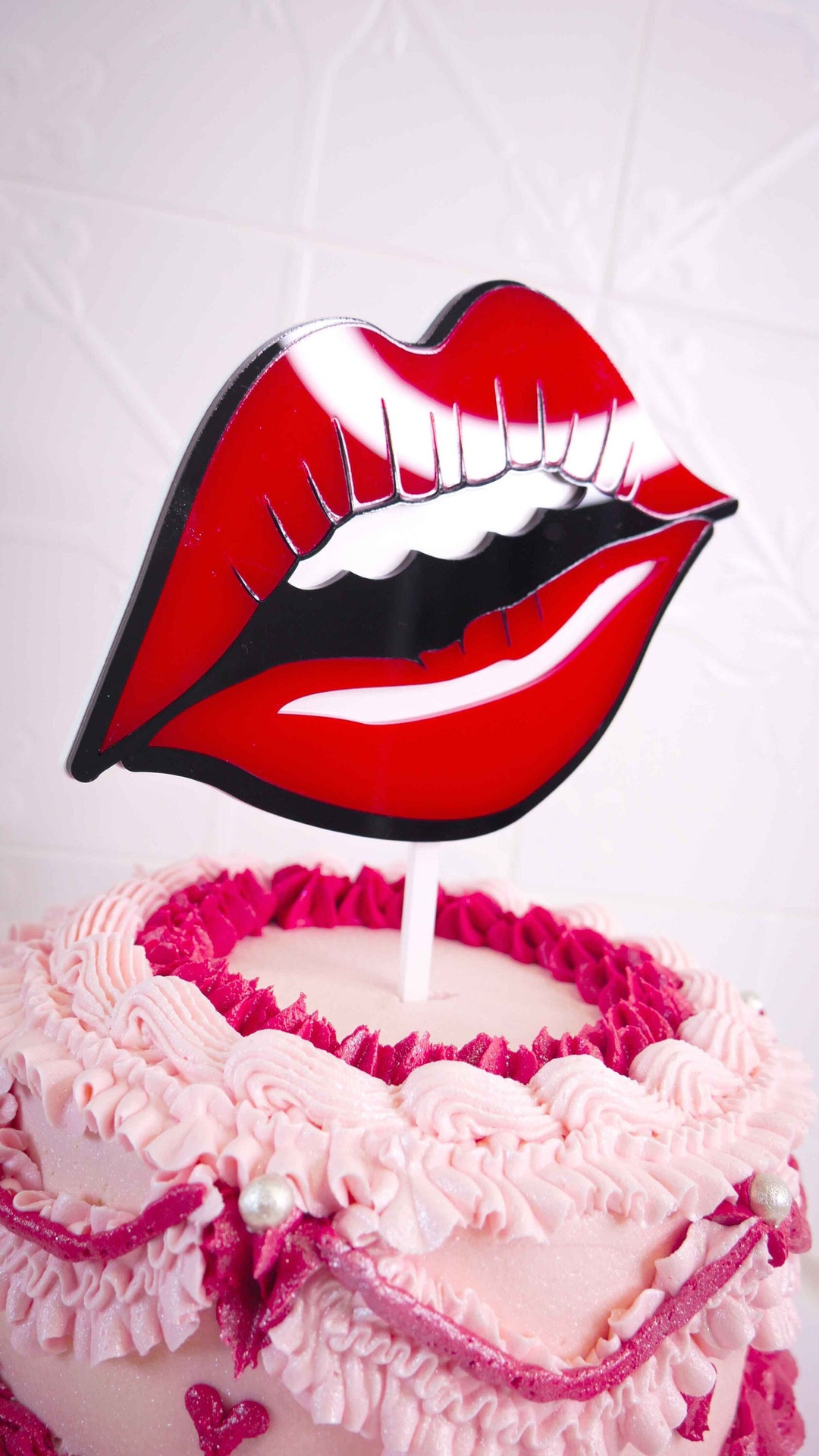 Valentines Day Cake Topper - Double Layered "hot Lips" - Etsy