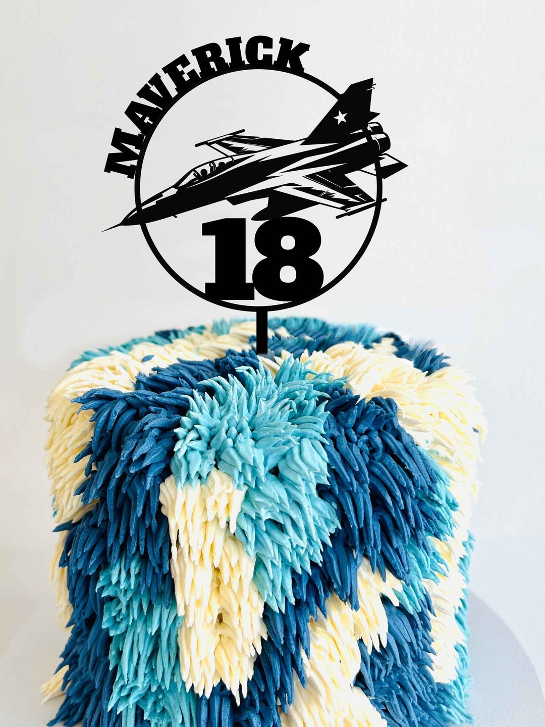 Personalised Fighter Jet Cake Topper With Name and Age – Custom Cake ...