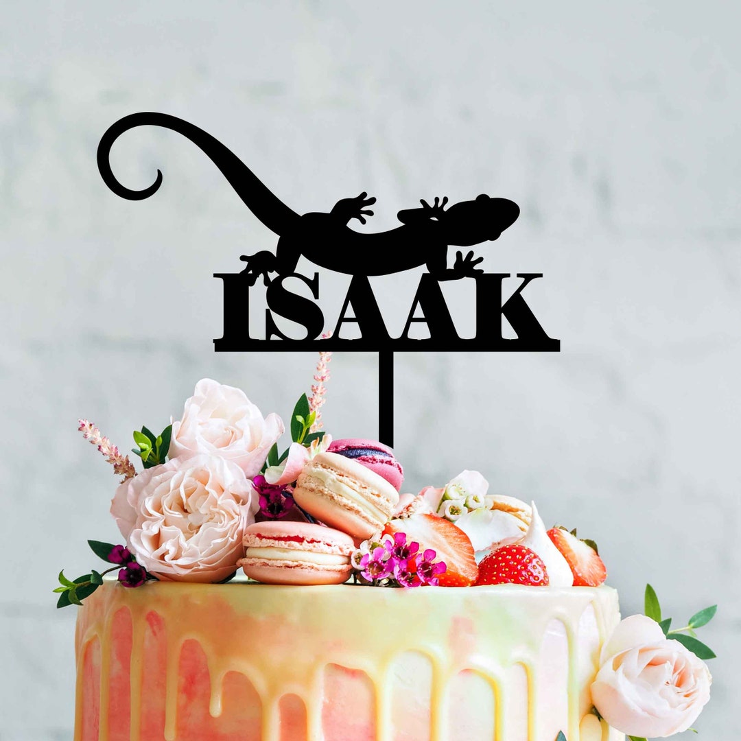 Lizard With Name Cake Topper - Reptile Themed, Reptile Animals ...