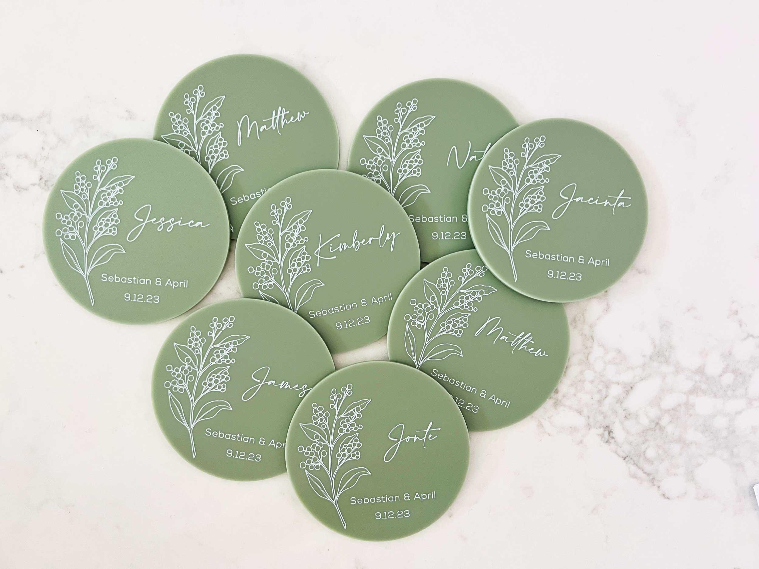 Wattle Design #1 Wedding Coaster – Personalised Botanical Wedding ...