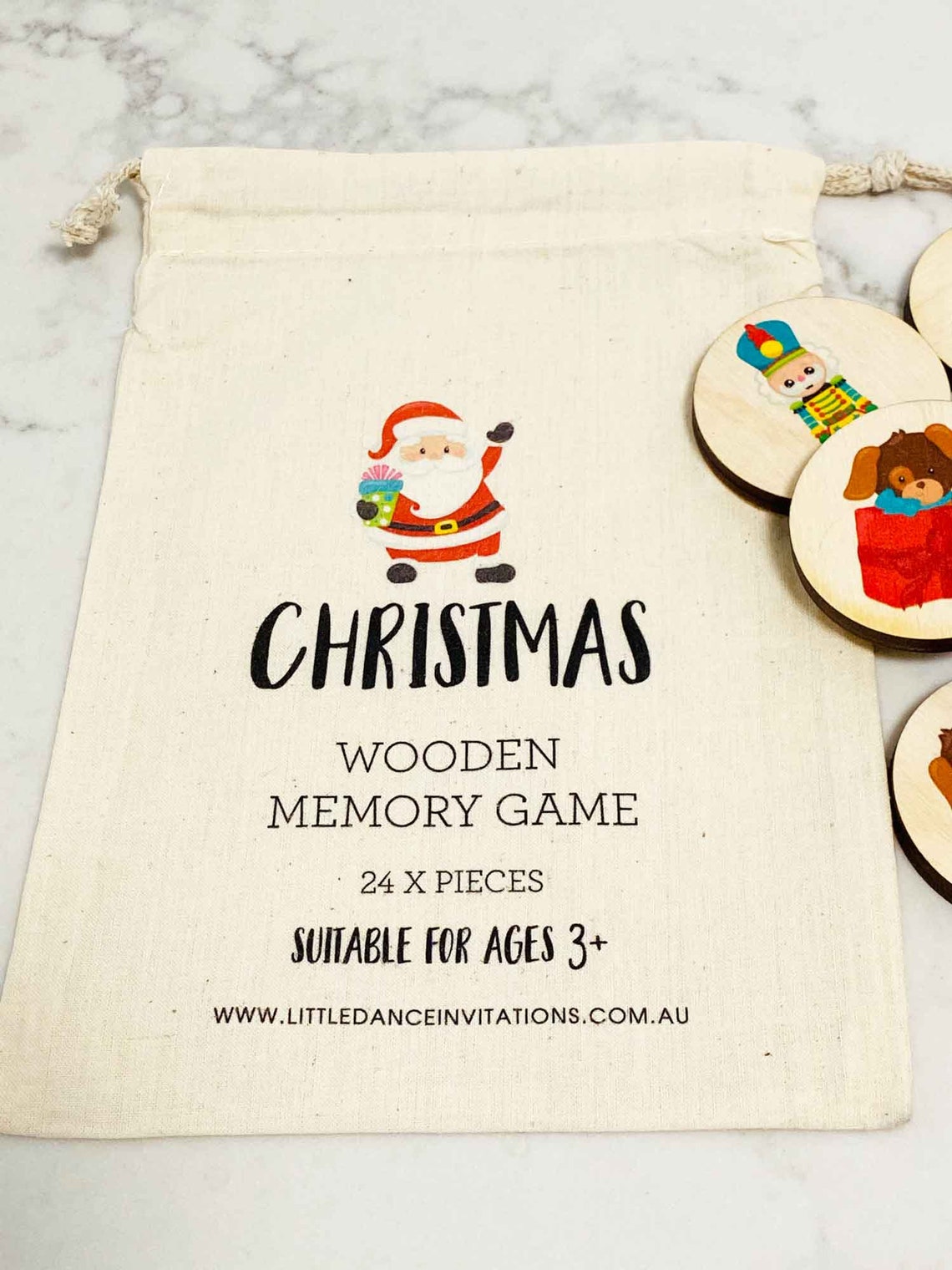 Christmas Themed Wooden Memory Game - Make a Match Wood Matching Memory ...