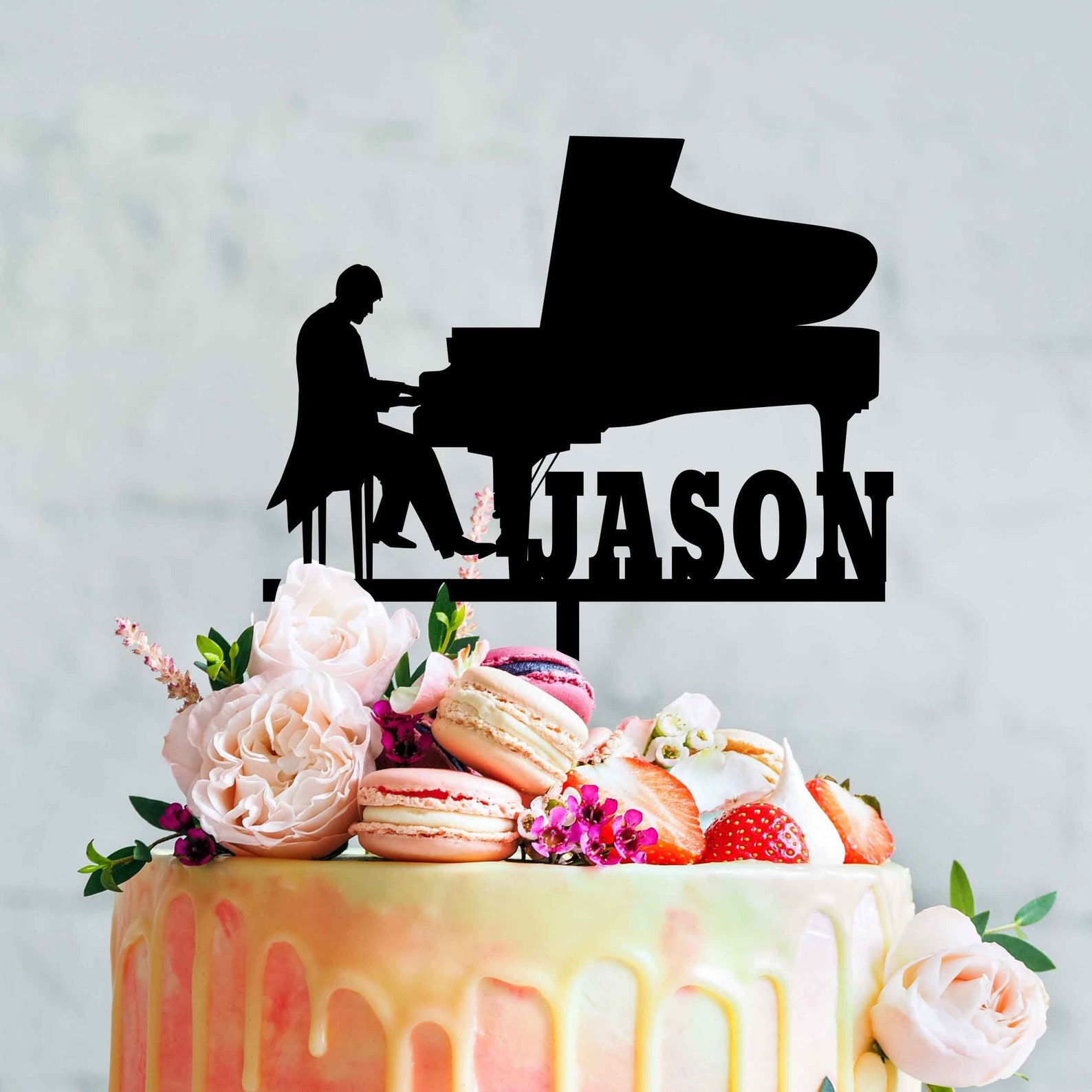 Piano Birthday Cake Topper Custom Pianist Playing Piano - Etsy