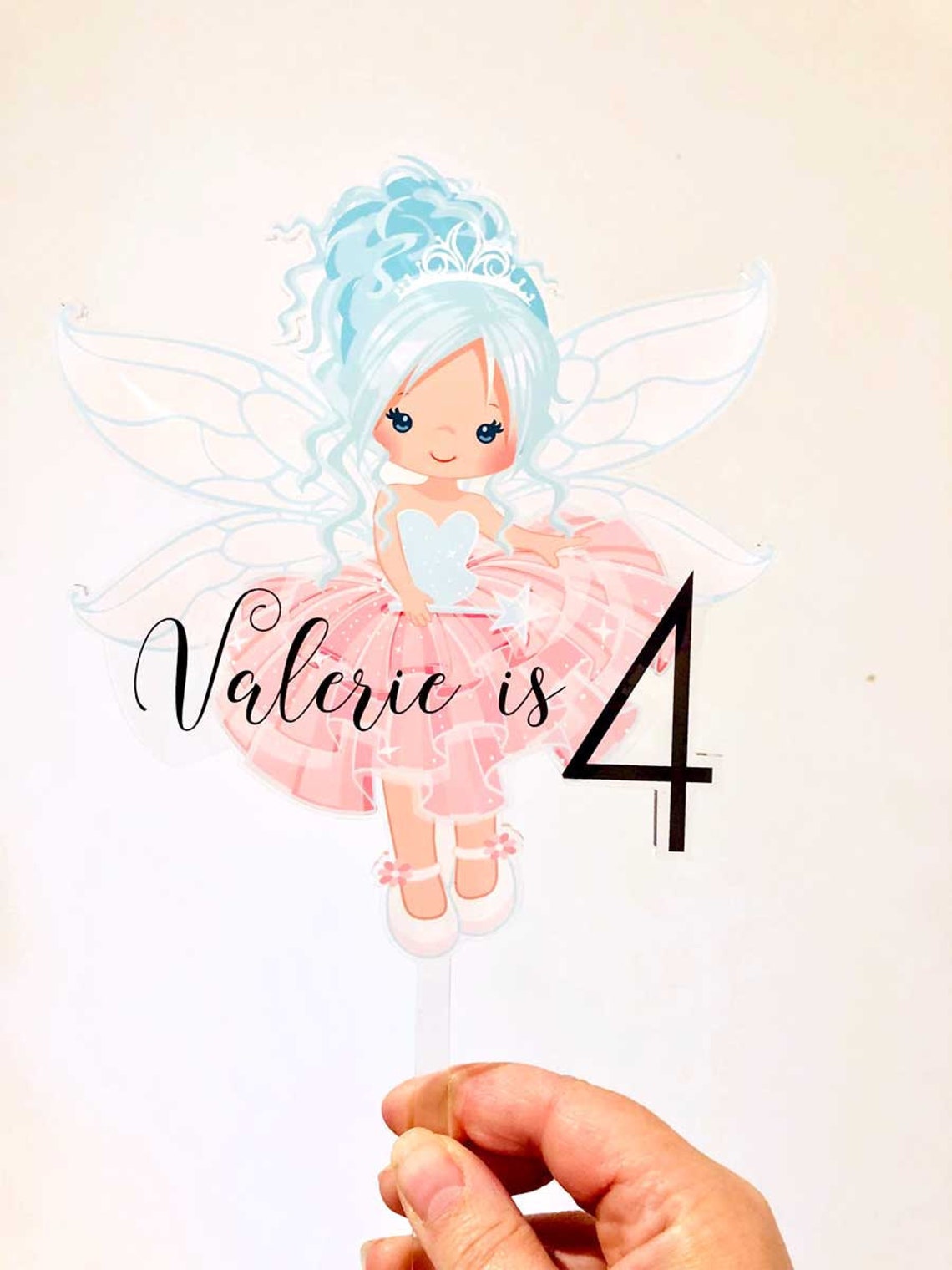 Custom Fairy Cake Topper - Personalised Fairy Birthday Cake Decoration ...