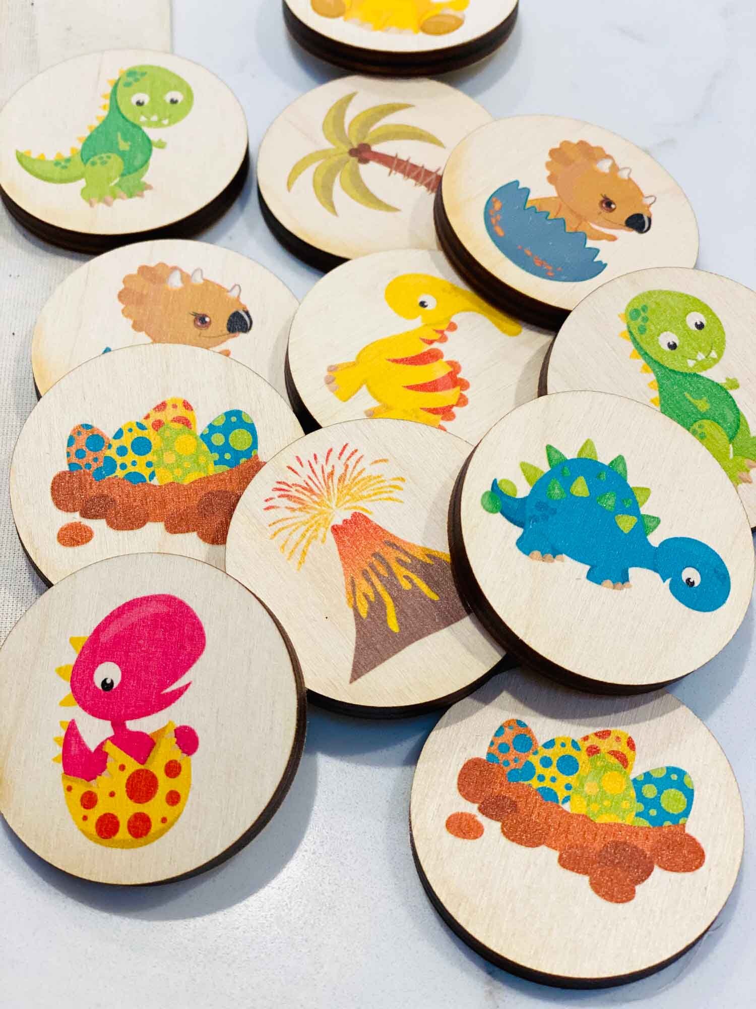 Dinosaurs Wooden Memory Game - Make a Match Wood Matching Memory Game ...