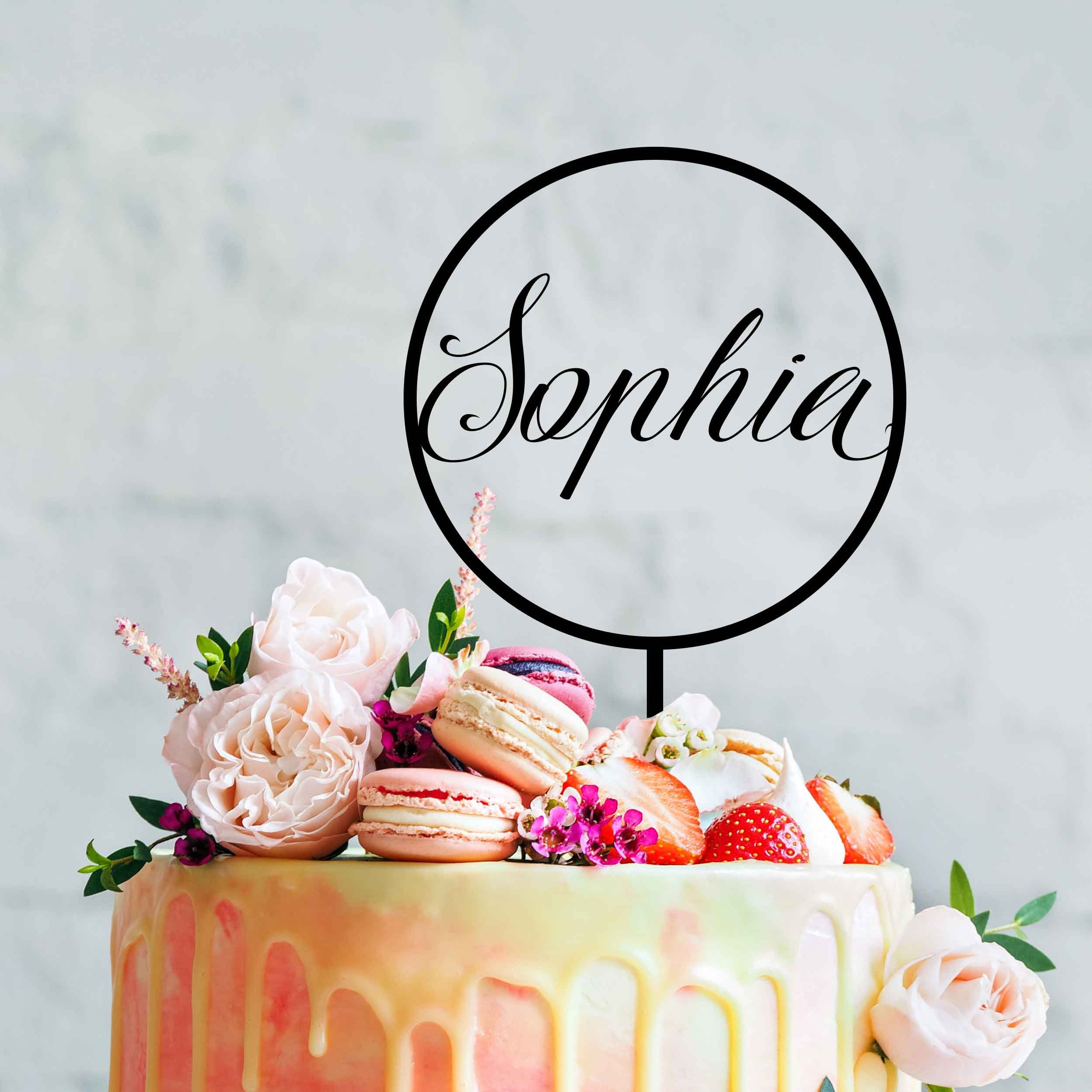 Custom Name in Round Circle Cake Topper Personalised Cake - Etsy