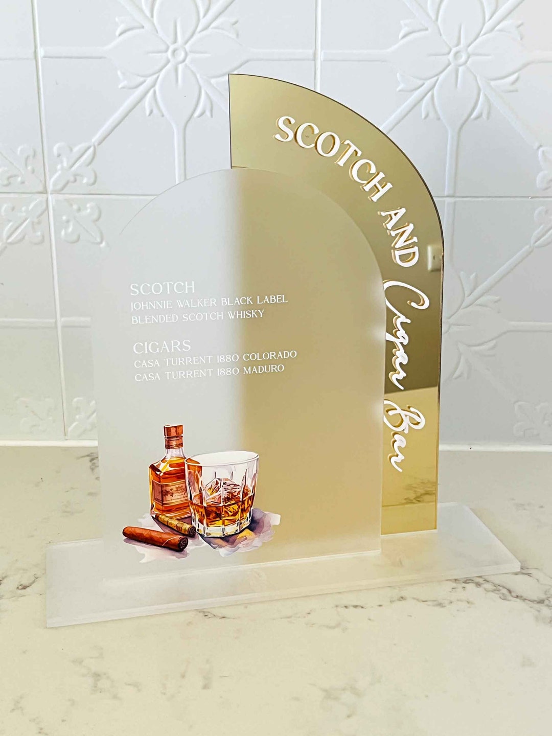 Personalised Half Arch Double Signs With Printed Image, Acrylic Event ...