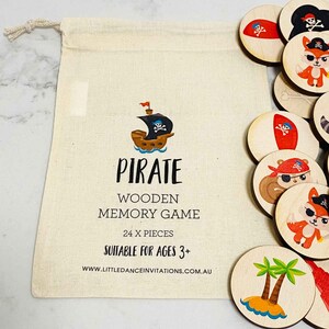 Pirate Themed Wooden Memory Game - Make a Match Wood Matching Memory ...