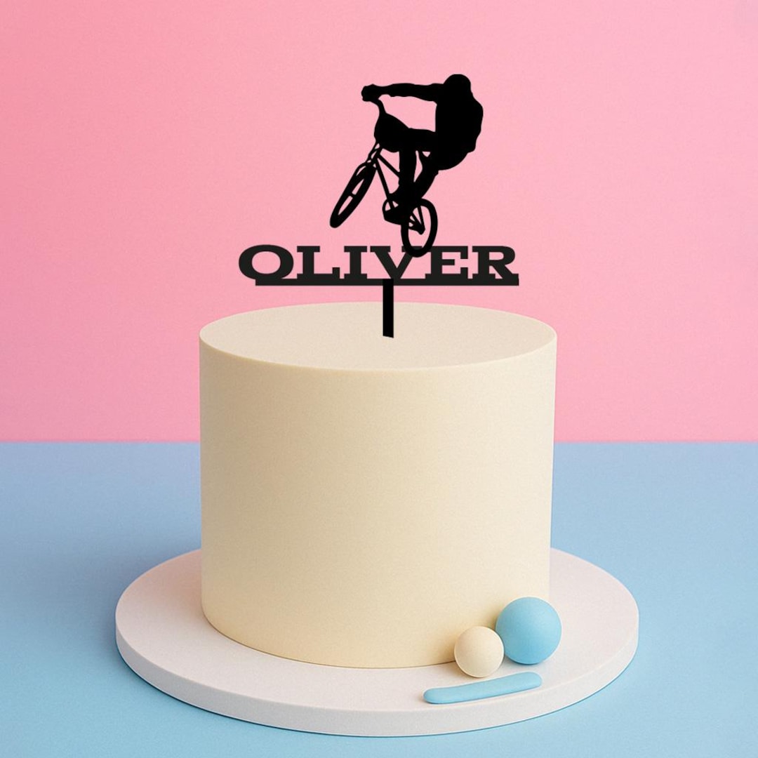 BMX Personalised Cake Topper – Custom Name Bike Rider Birthday ...