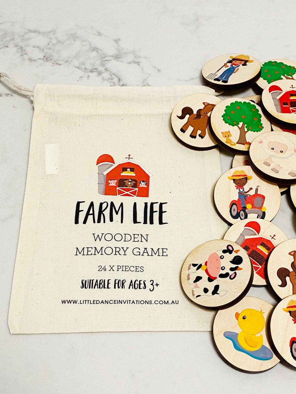 Farm Themed Wooden Memory Game Make a Match Wood Matching | Etsy