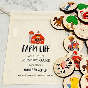 Farm Themed Wooden Memory Game - Make a Match Wood Matching Memory Game ...