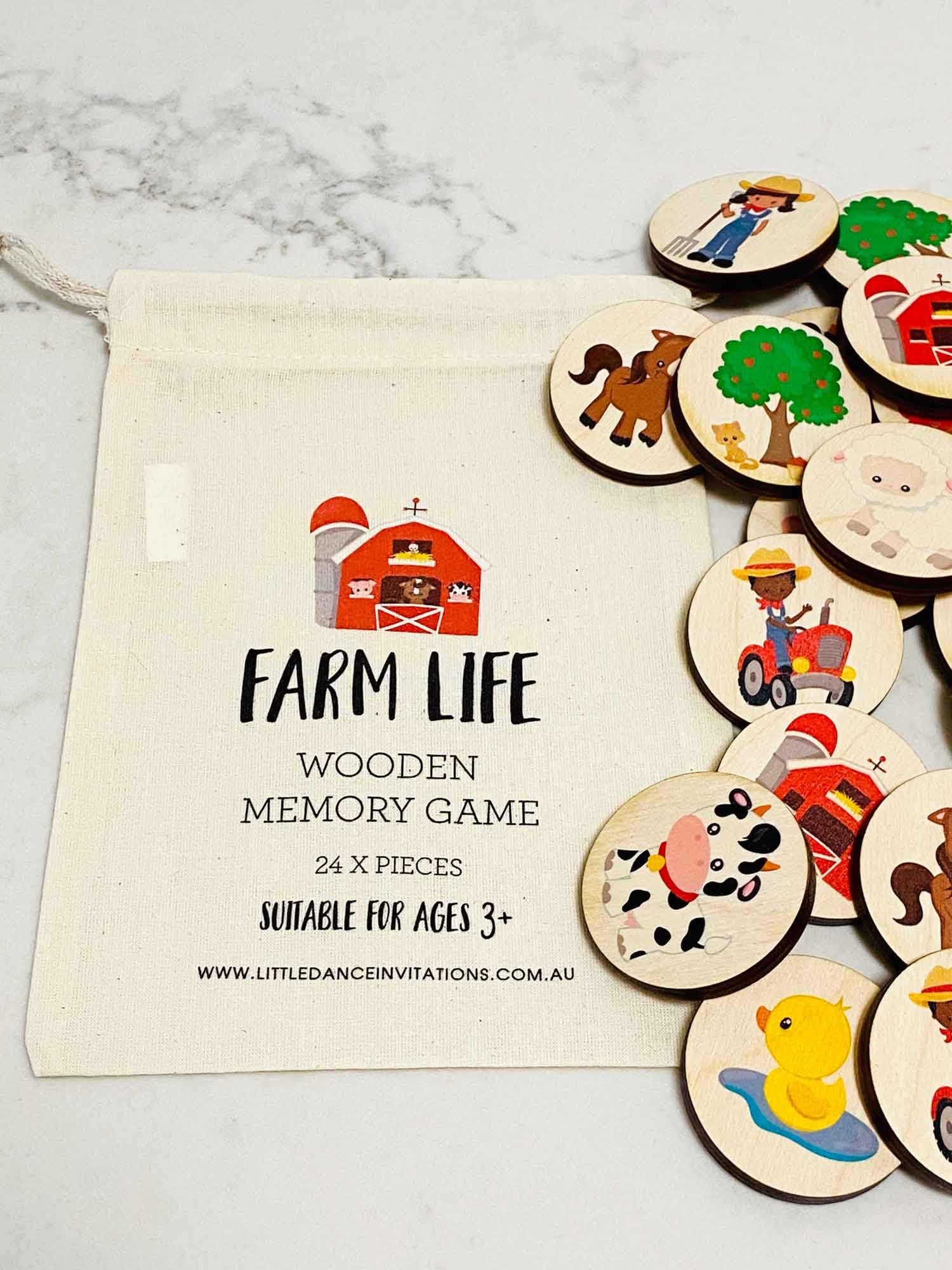 Farm Themed Wooden Memory Game - Make a Match Wood Matching Memory Game ...