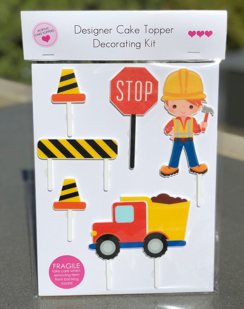 Construction Cake Topper Decorator Kit Building Builder Cake | Etsy
