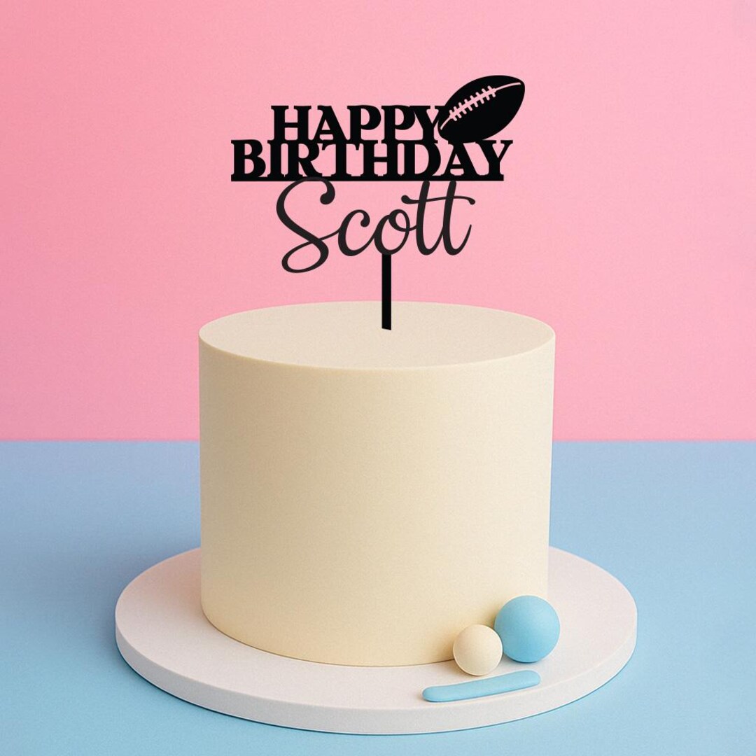Football Birthday Cake Topper With Name – AFL or Rugby Personalised ...