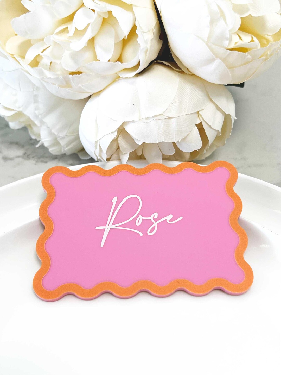 Personalised Wavy Border Place Cards Custom Acrylic Name Tags Wedding ...