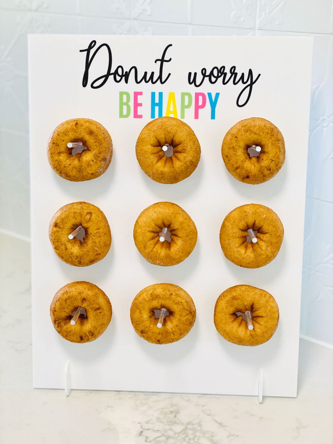 Donut Worry Be Happy Donut Stand Donuts Wall Wedding Donut - Etsy