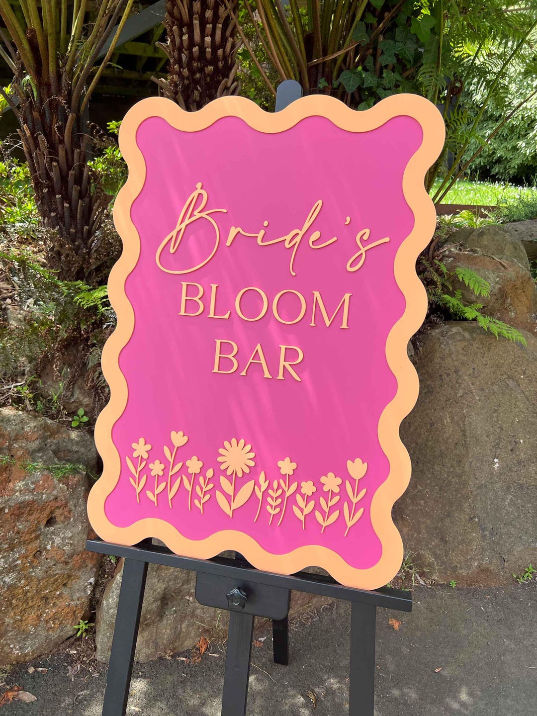 Bride’s Bloom Bar Sign Floral Wedding Sign | Wavy Border Bridal Shower ...