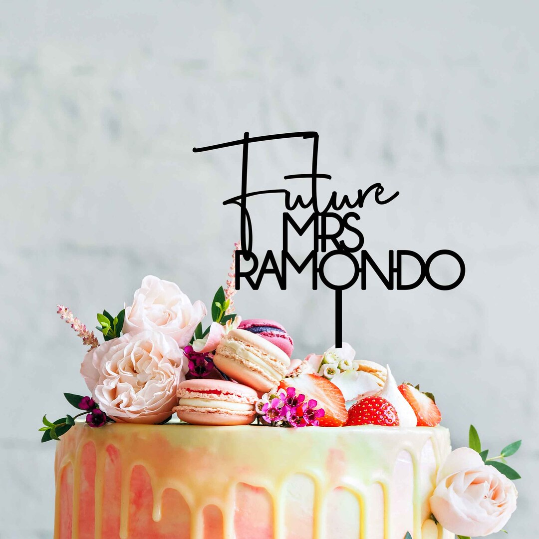 Future Mrs Surname Cake Topper - Bridal Shower Cake Topper Acrylic ...