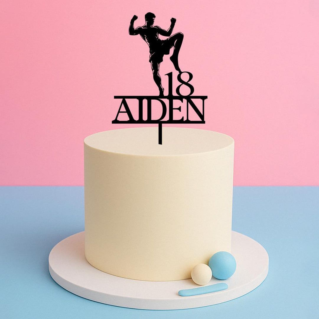 Muay Thai Kickboxing Cake Topper – Personalised Fighter With Name ...