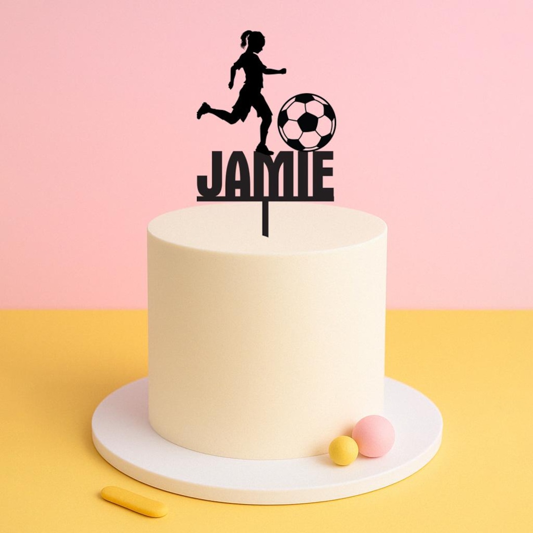Girl Soccer Player Cake Topper – Personalised Name Football Topper for ...